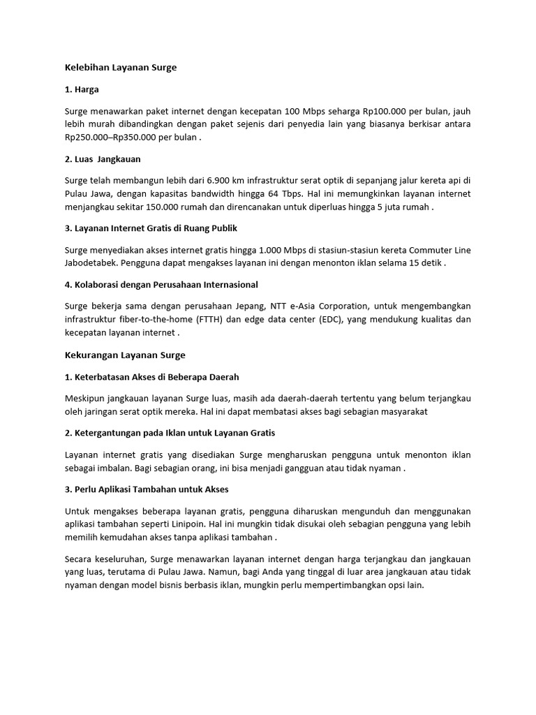 Kelebihan dan Kekurangan Internet Surge | PDF