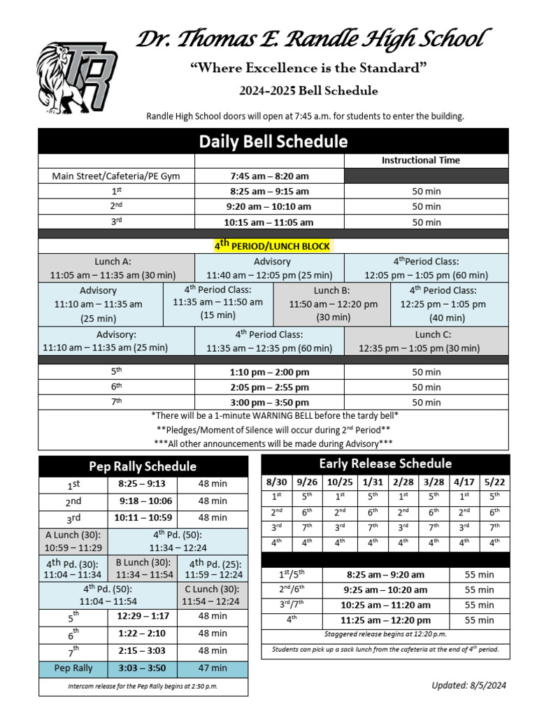 Randle High School 2024-2025 Schedule | PDF | Military Operations | Battles