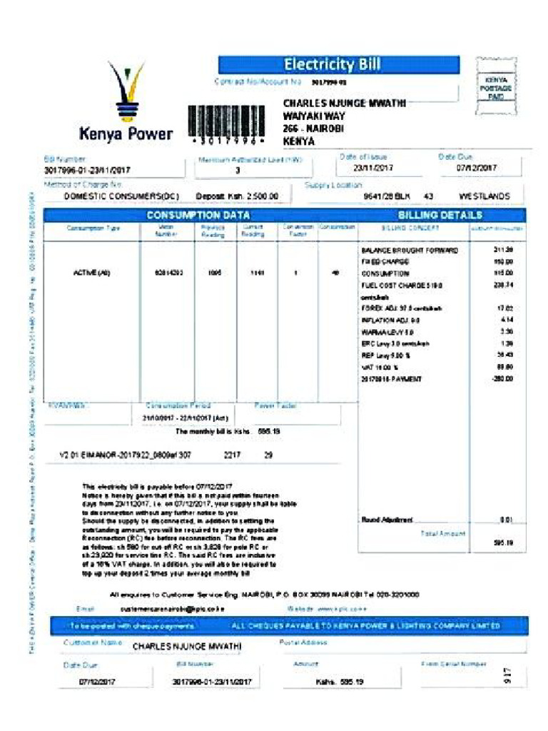 KPLC Utility Bill | PDF