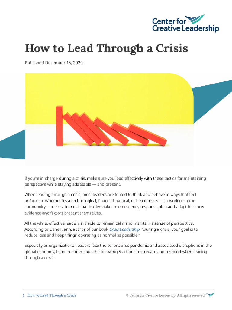 Leading Effectively in Crises | PDF | Leadership | Information