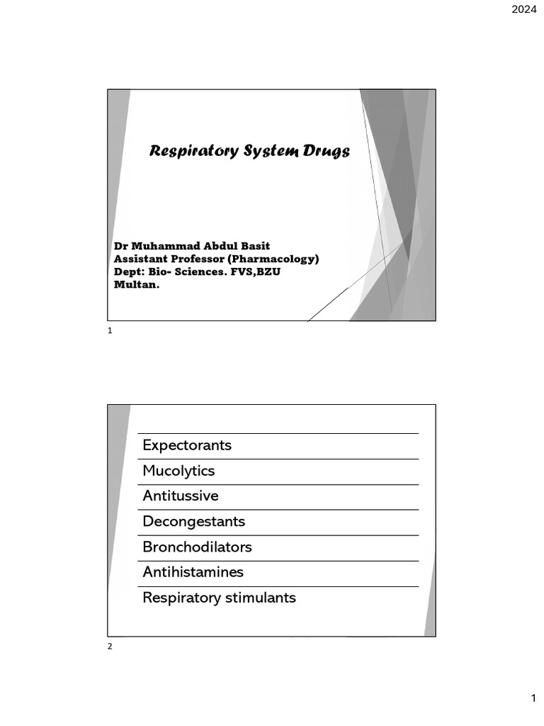 Drugs Acting On Respiratory System-1 | PDF | Respiratory System | Drugs
