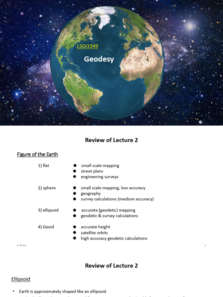 Geodesy Lecture Week4 | PDF | Latitude | Trigonometric Functions