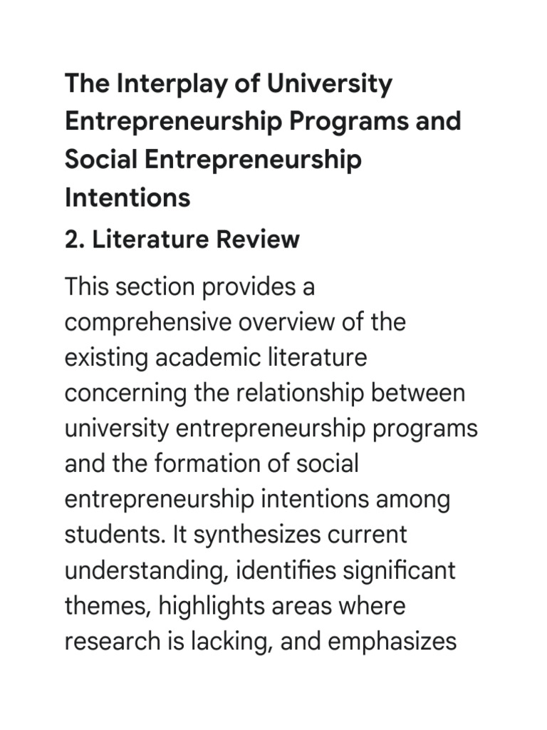 University Entrepreneurship and Social Intentions | PDF ...