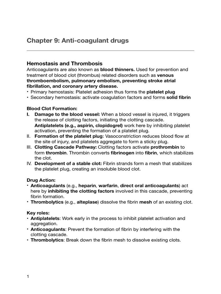 Chapter 9 Anticoagulants 2 | PDF | Coagulation | Thrombus