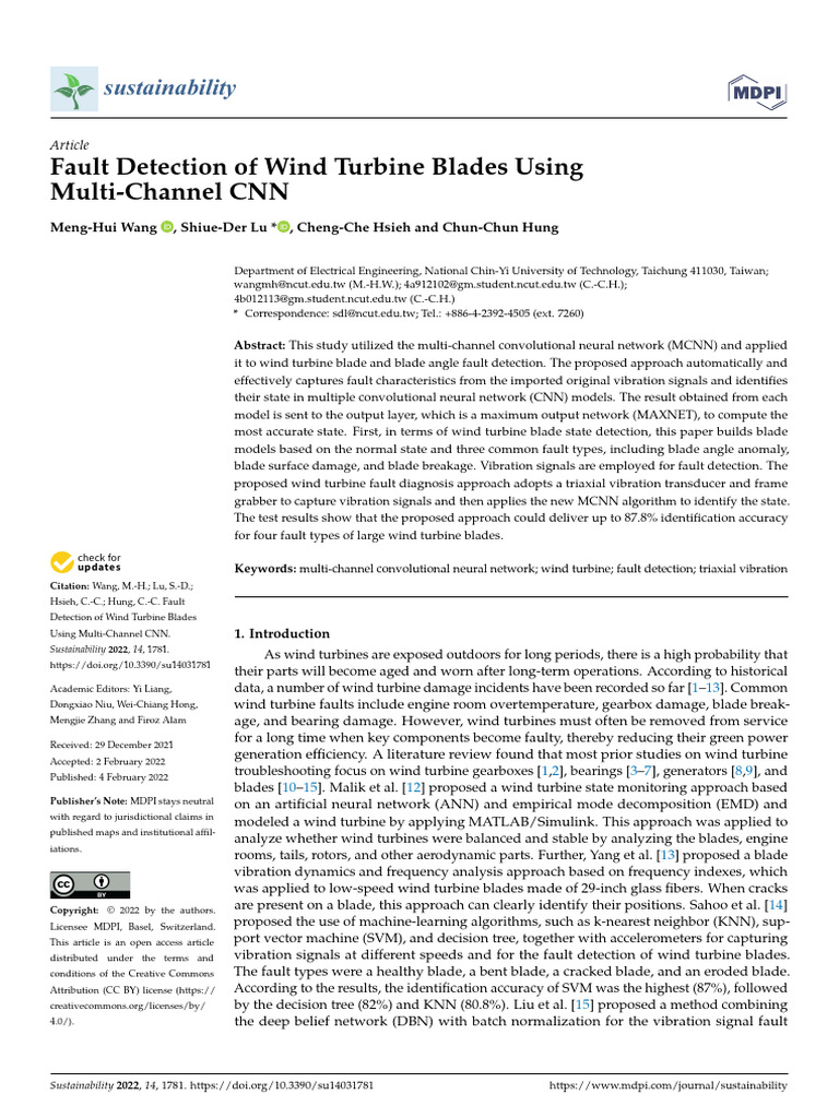 Fault Detection Of Wind Turbine Blades Using Multi Pdf Wind Turbine Turbine