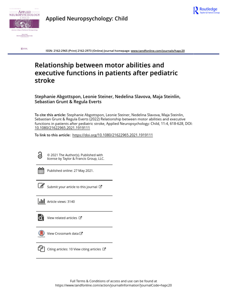 Motor Skills and Executive Functions Post-Stroke | PDF | Stroke ...