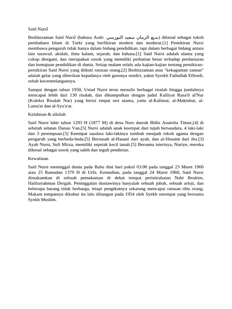 Profil Bediüzzaman Said Nursî | PDF