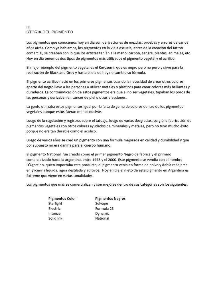 Historia Del Pigmento | PDF