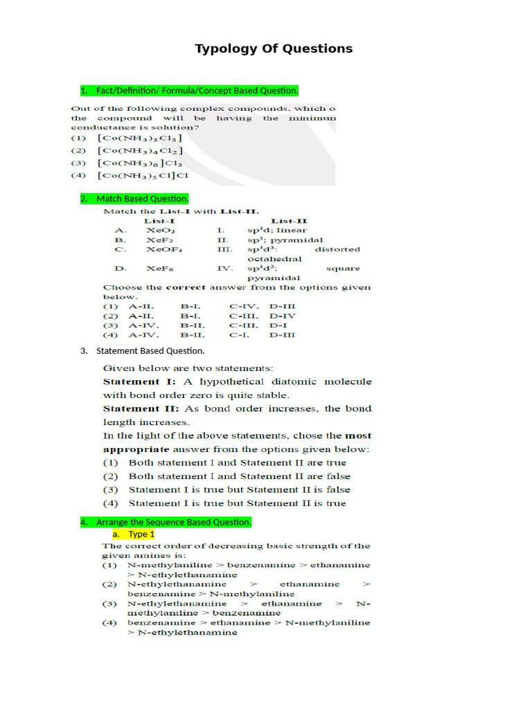 Typology of Questions NCERT XII | PDF
