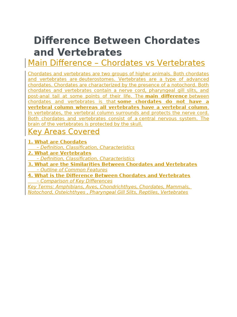 Chordates Verses Vertebrates | PDF | Vertebrates | Zoology