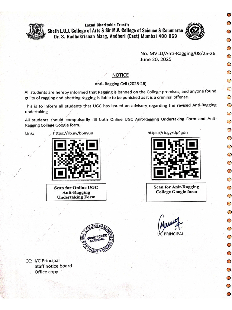 N 08 Anti Ragging Cell 2025-2026 | PDF