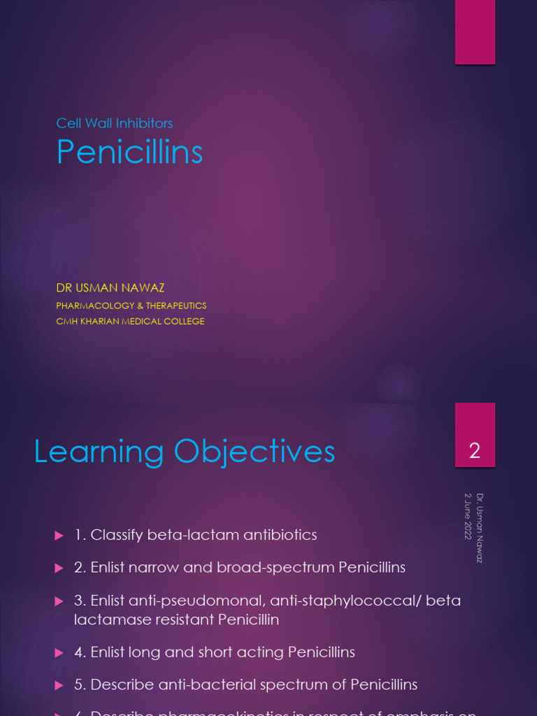 Cell Wall Inhibitors - Penicillins | PDF | Penicillin | Beta Lactamase