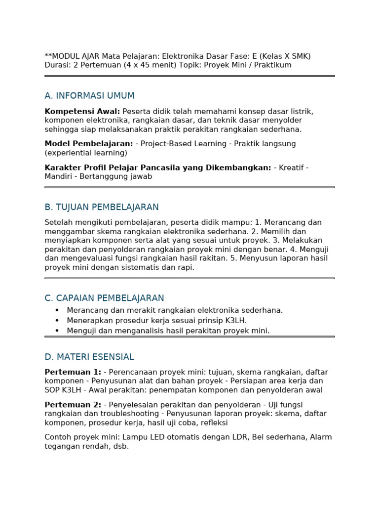 Proyek Mini Elektronika untuk SMK | PDF
