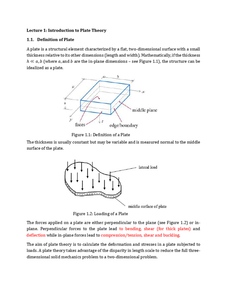 Introduction to Plate Theory Basics | PDF | Bending | Classical Mechanics