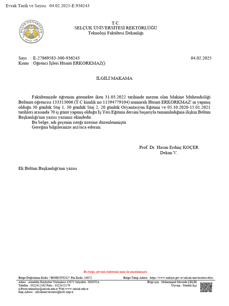 Ogrenci Isleri (Husnu ERKORKMAZ) | PDF