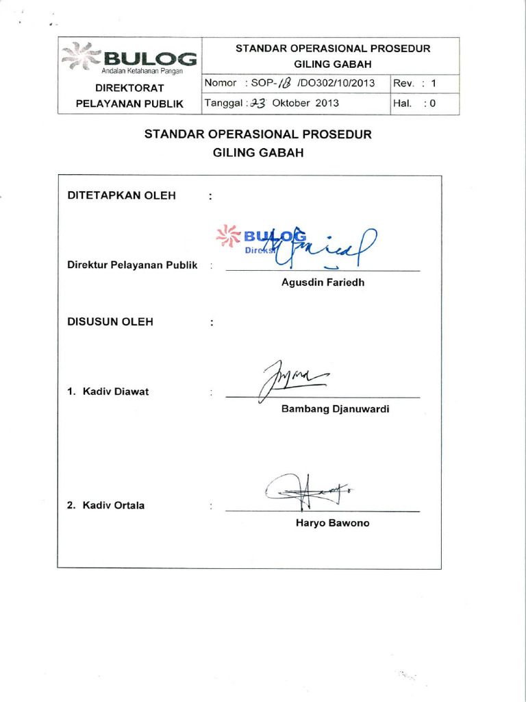 SOP-18-DO302-10-2013 (Giling Gabah) | PDF