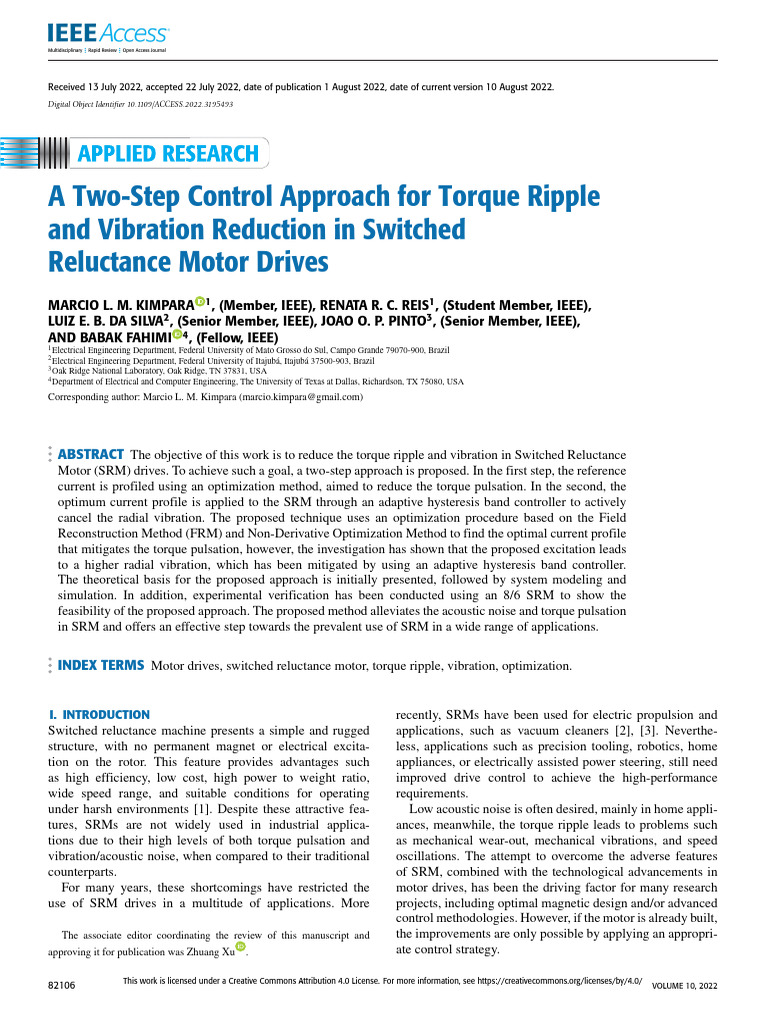 A Two-Step Control Approach For Torque Ripple and Vibration Reduction ...