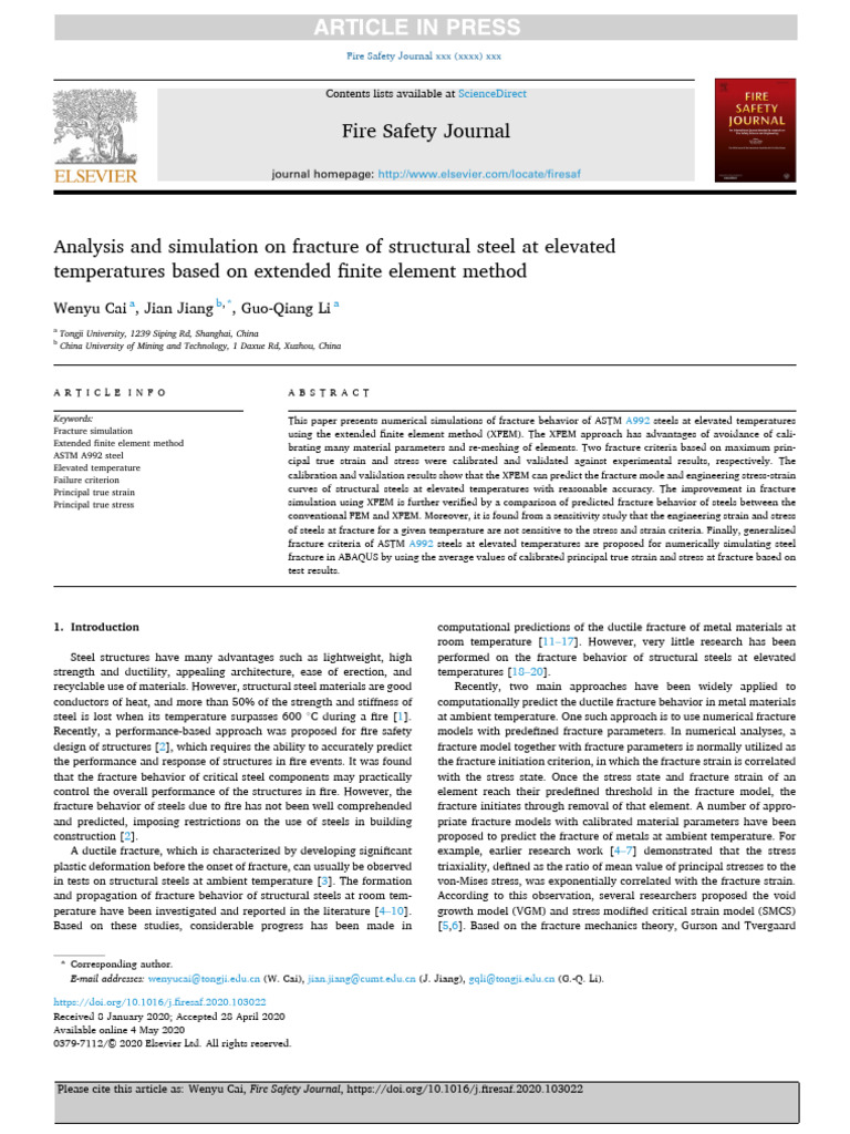 Analysis And Simulation On Fracture Of Structural Steel At Elevated Temperatures Based On