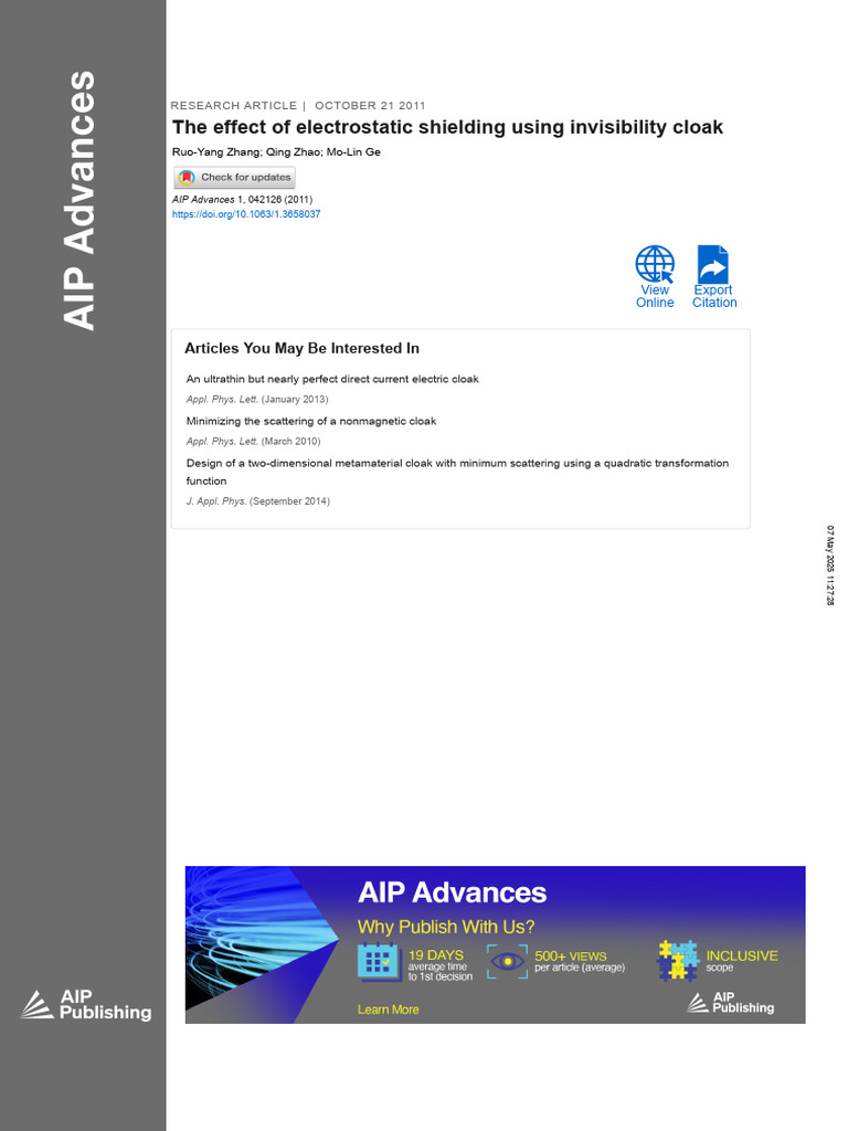The Effect of Electrostatic Shielding Using Invisibility Cloak | PDF ...