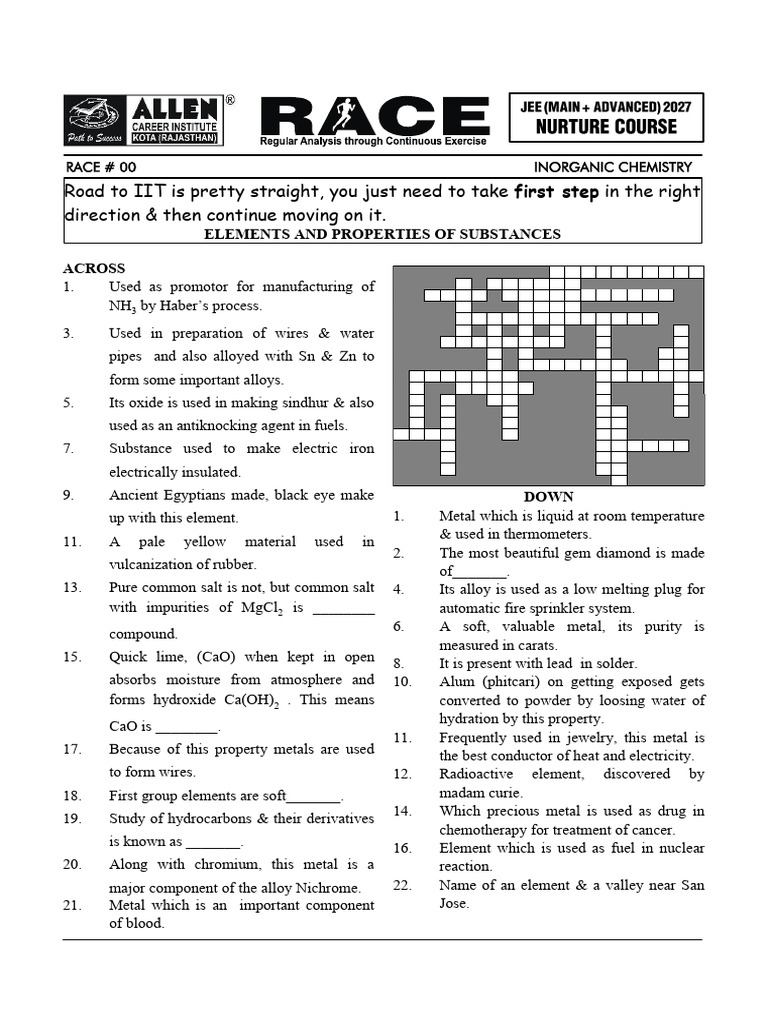 Inorganic Chemistry Crossword Challenge | PDF | Atomic Orbital ...