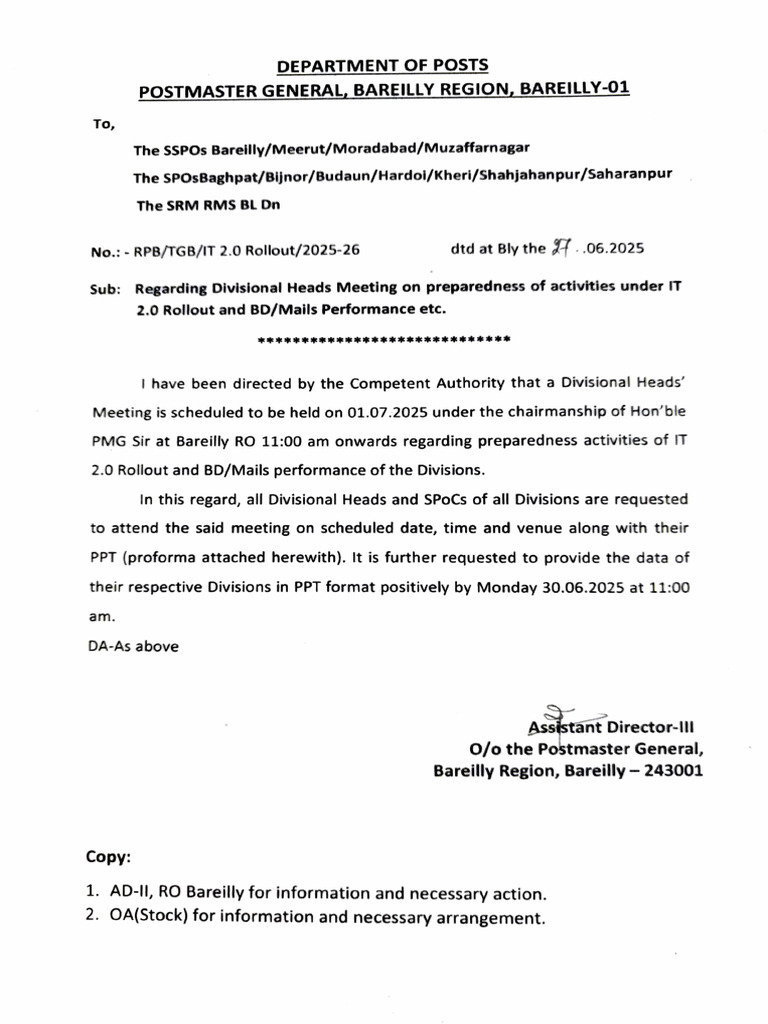Divisional Heads Meeting on IT 2.0 Rollout | PDF