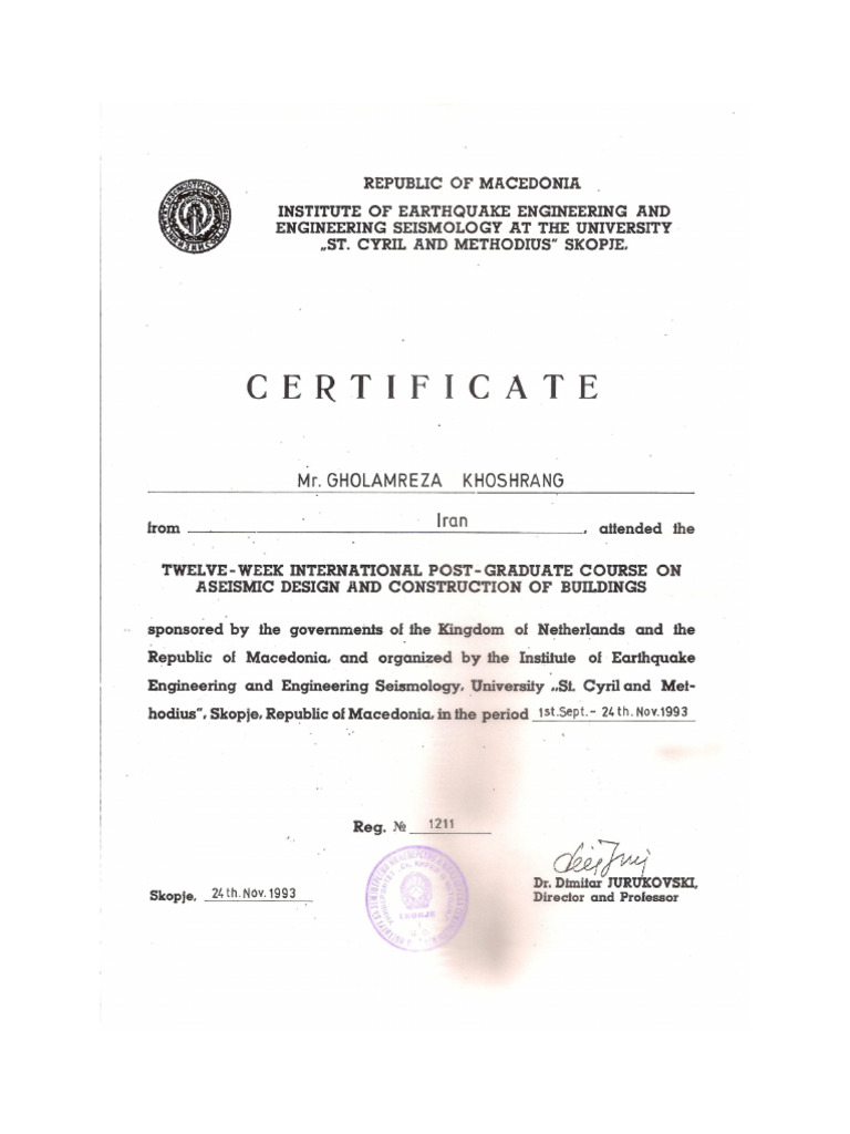 Seismic Certificate | PDF
