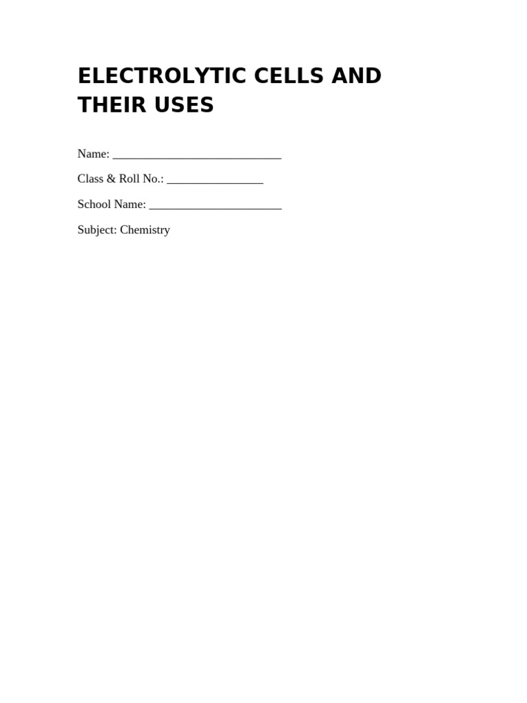 Electrolytic - Cells - Project School | PDF | Redox | Electrochemistry