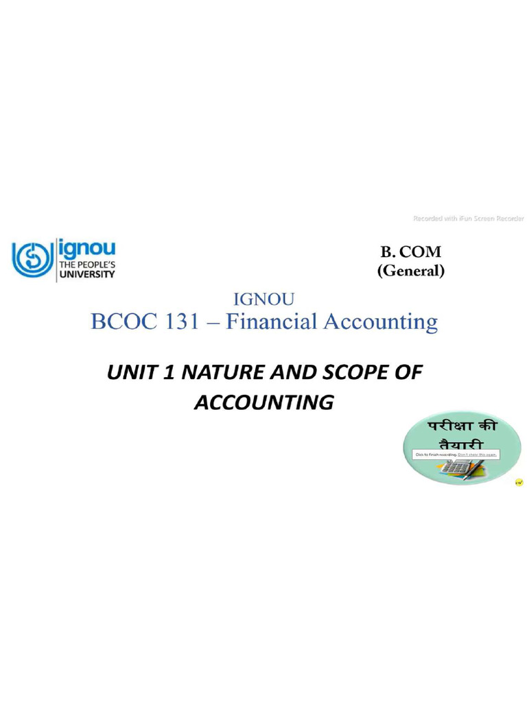 Unit 1 Nature and Scope of Accounting | PDF