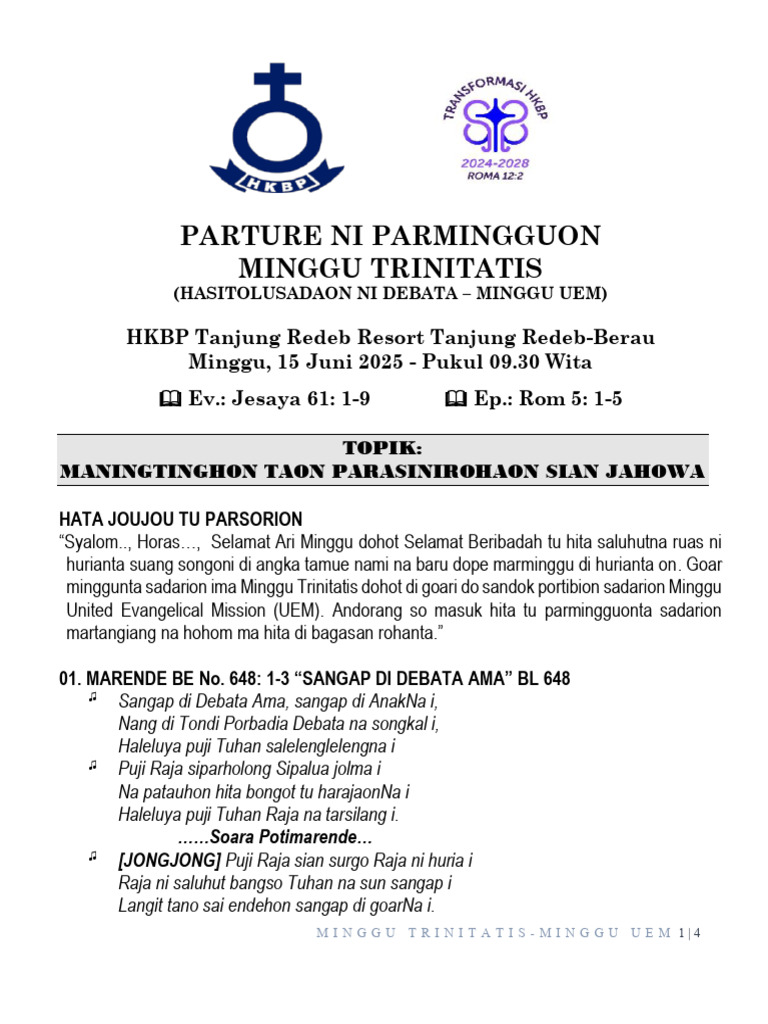 Kebaktian Minggu Trinitatis 2025 | PDF