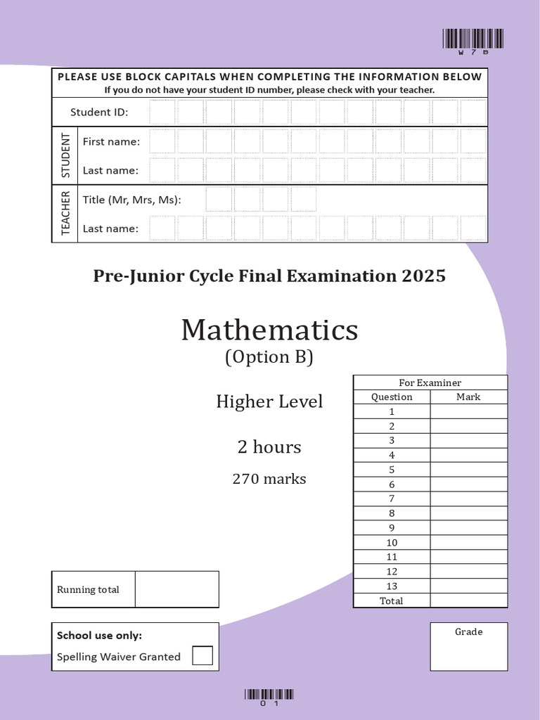 JC Maths Paper 2025: Higher Level Exam | PDF | Triangle | Force