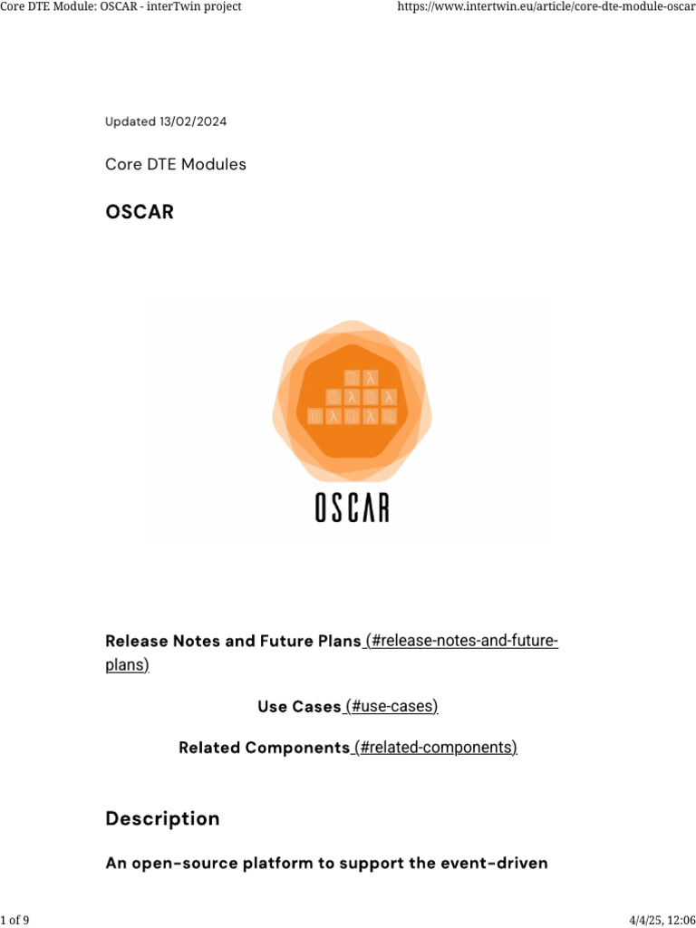 Core DTE Module - OSCAR - Intertwin Project | PDF | Computer Science ...