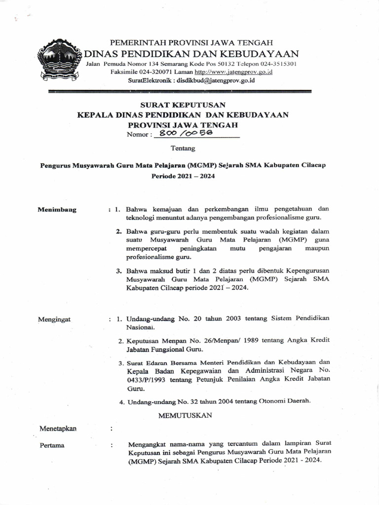 SK MGMP Sejarah 2021-2024 | PDF