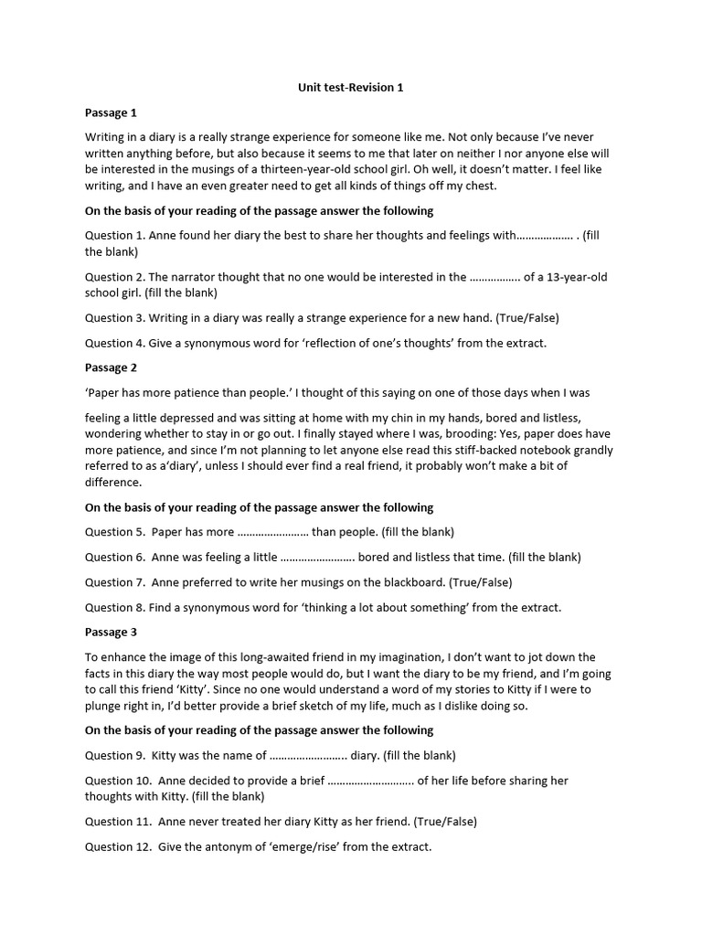 Revision 1 Unit Test | PDF