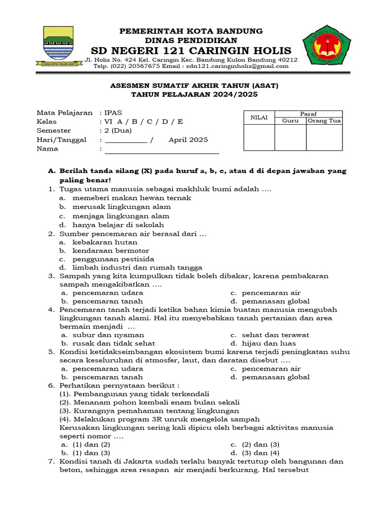 Soal Asat Ipas | PDF