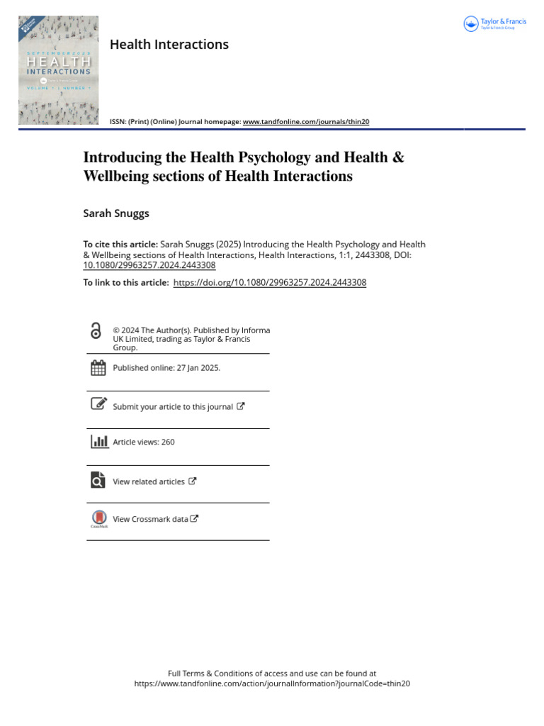 Introducing The Health Psychology and Health Wellbeing Sections of ...
