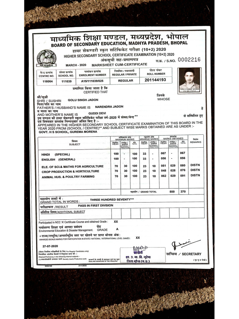 12 TH Certificate | PDF