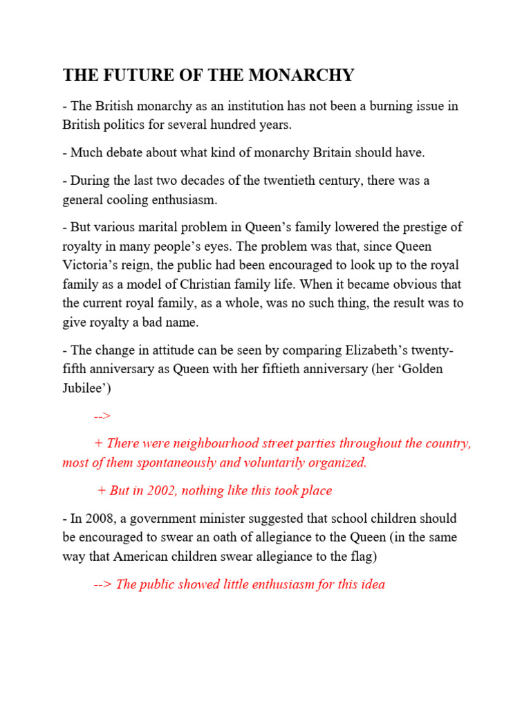 The Future of The Monarchy (Fixed) | PDF | Elizabeth Ii | Monarchy Of ...