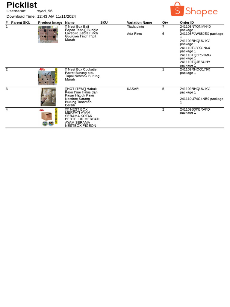 Picklist - Doorstep Delivery 9 | PDF