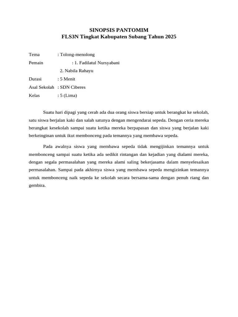 Pantomim Tolong-Menolong SDN Ciberes | PDF
