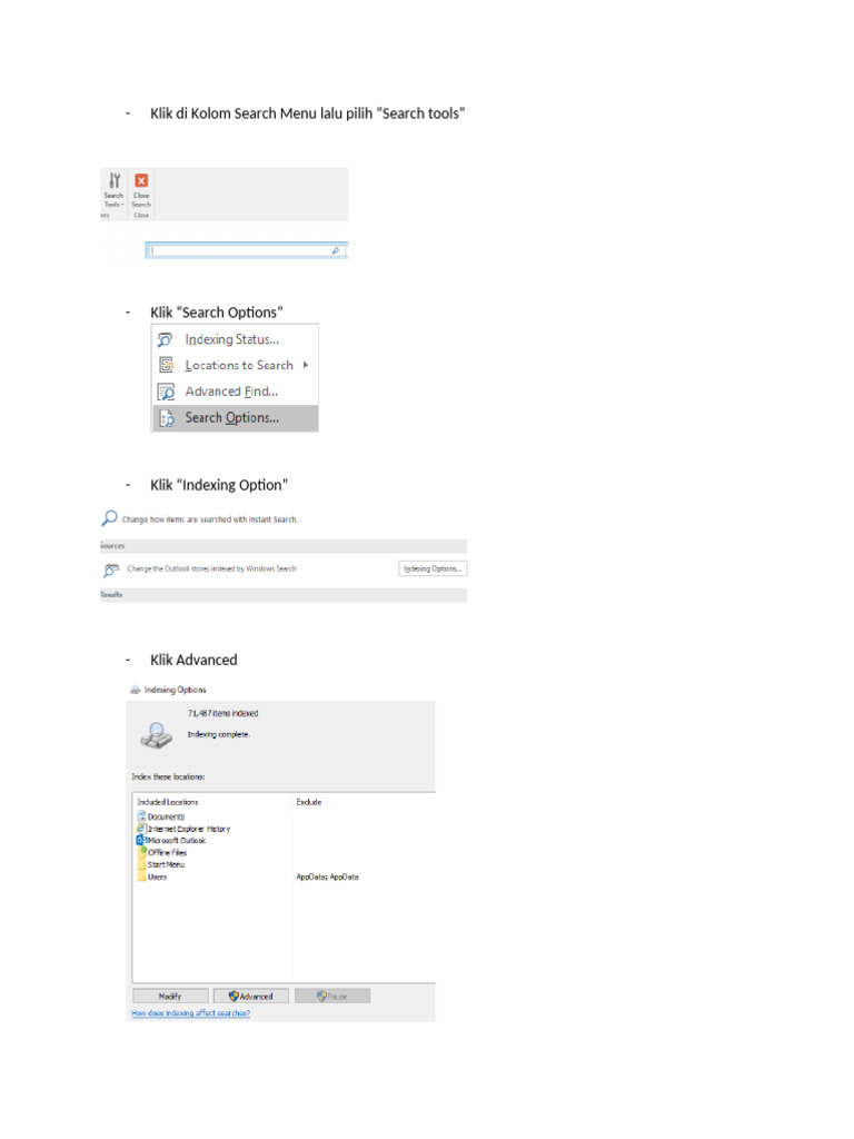 Cara Tutorial Rebuild Index Outlook 2016 | PDF