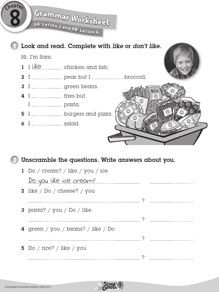 Grammar Worksheet: Likes and Dislikes | PDF