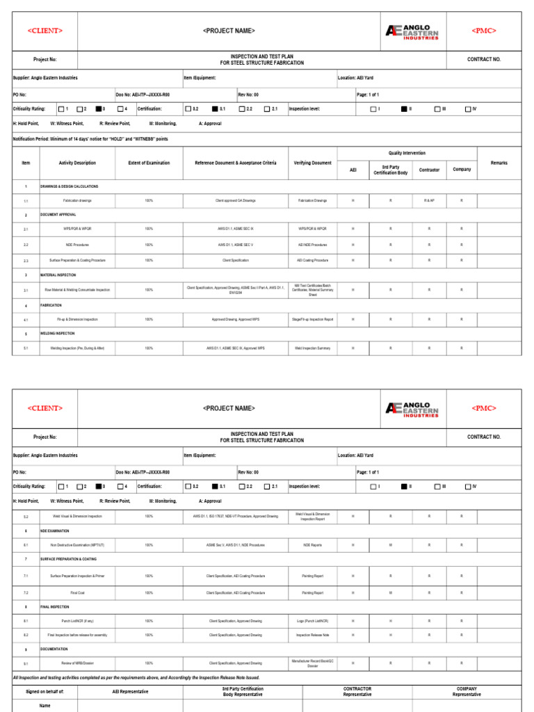 Sample ITP - Structure Fabrication | PDF | Nondestructive Testing ...