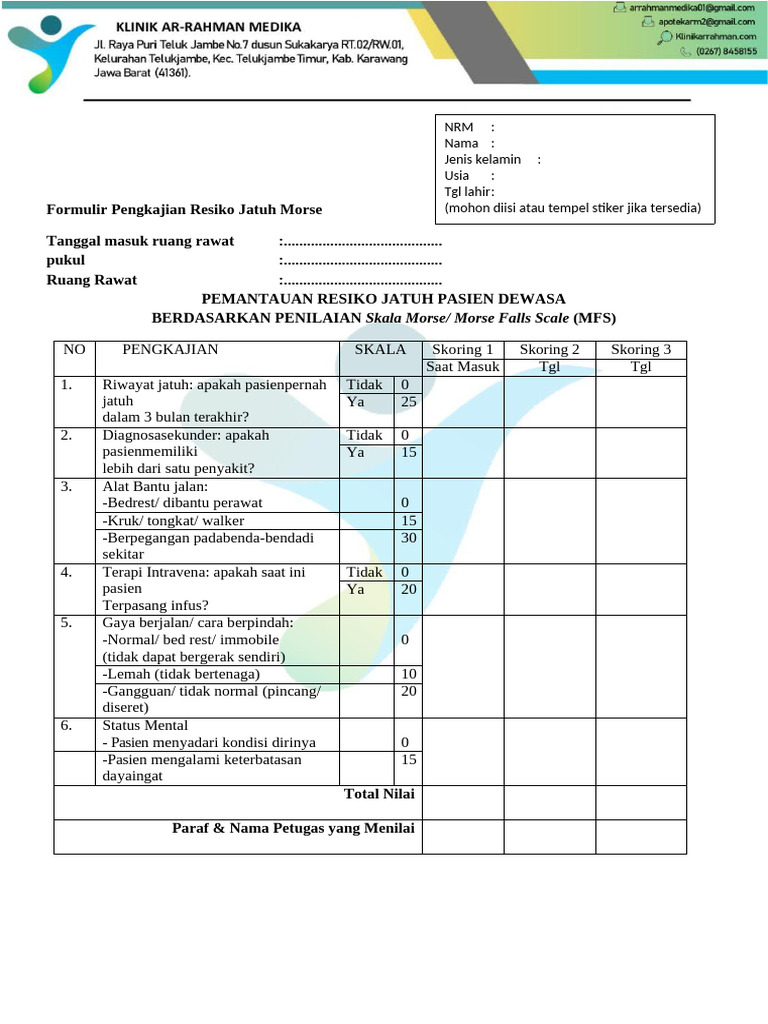Ep 8 Formulir Penilaian Skala Jatuh Morse | PDF