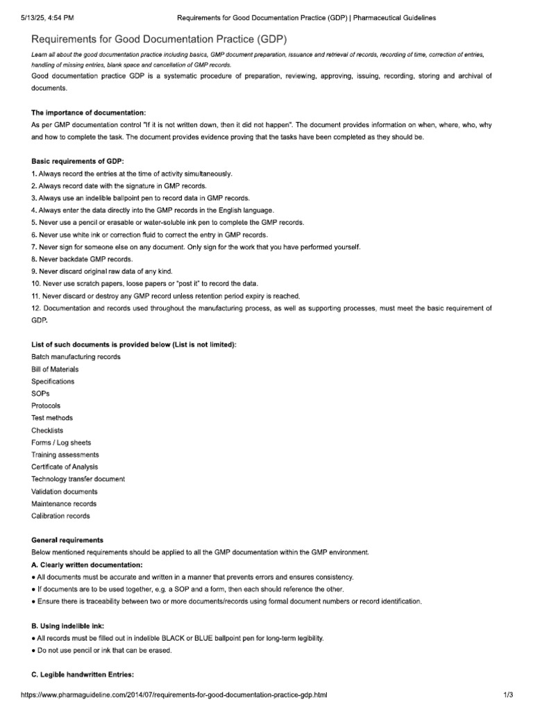Good Documentation Practice Pdf