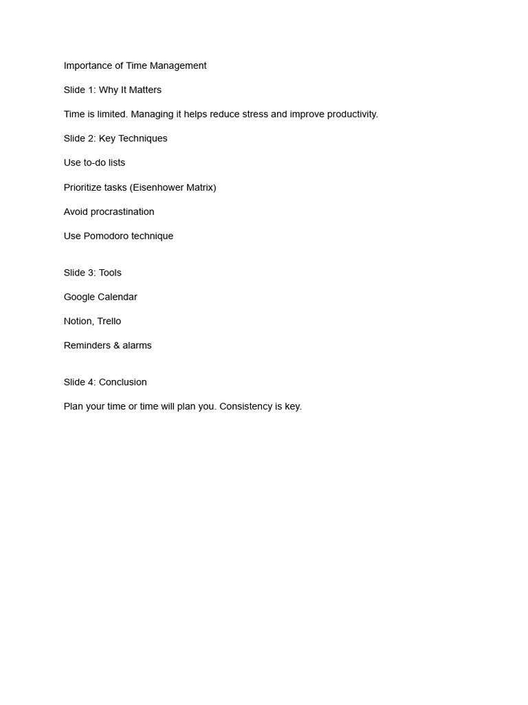 Effective Time Management Techniques | PDF