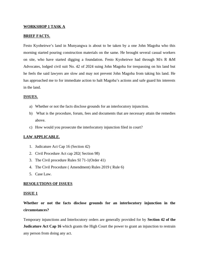 Firm f4 Workshop (1) Civil Procedure - 104841 | PDF | Contempt Of Court | Injunction