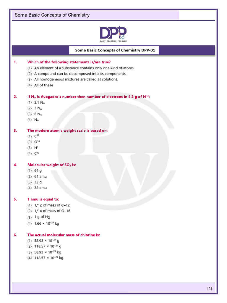 Basic Concept of Chemistry | PDF | Mole (Unit) | Gases