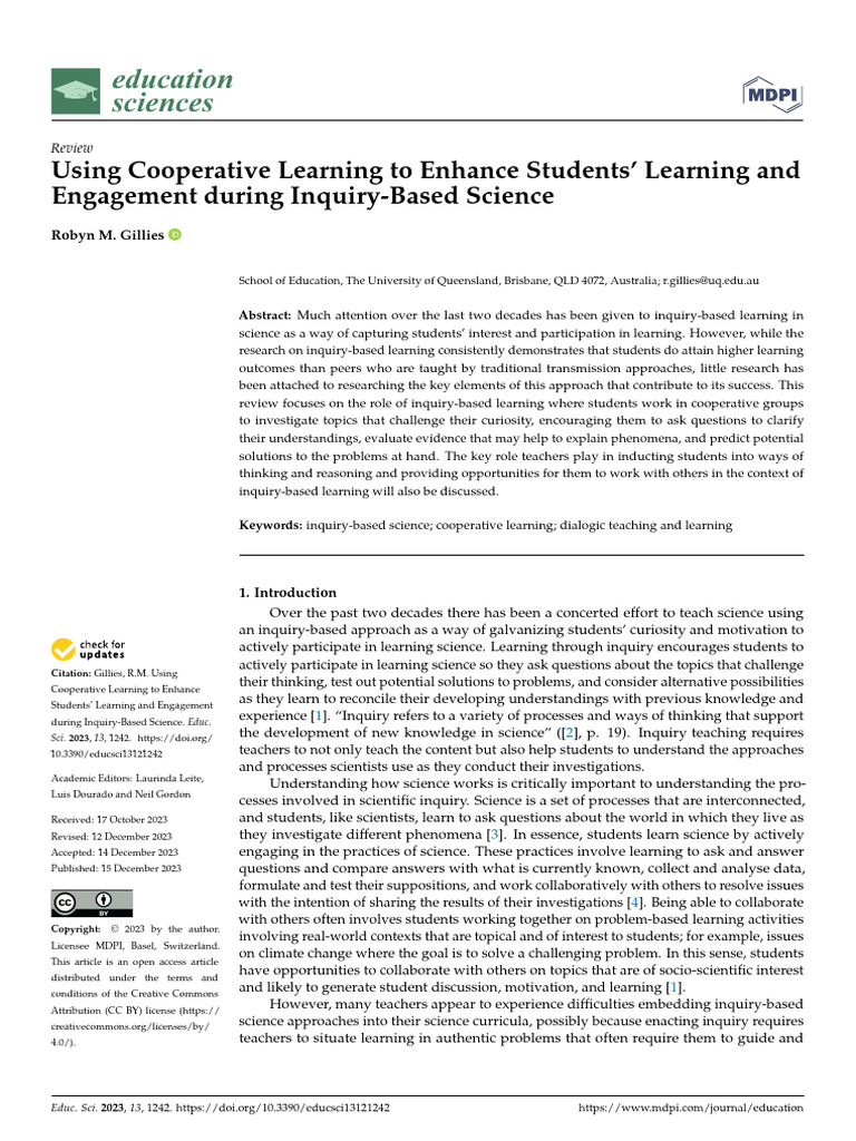Using Cooperative Learning To | PDF | Inquiry Based Learning | Teachers