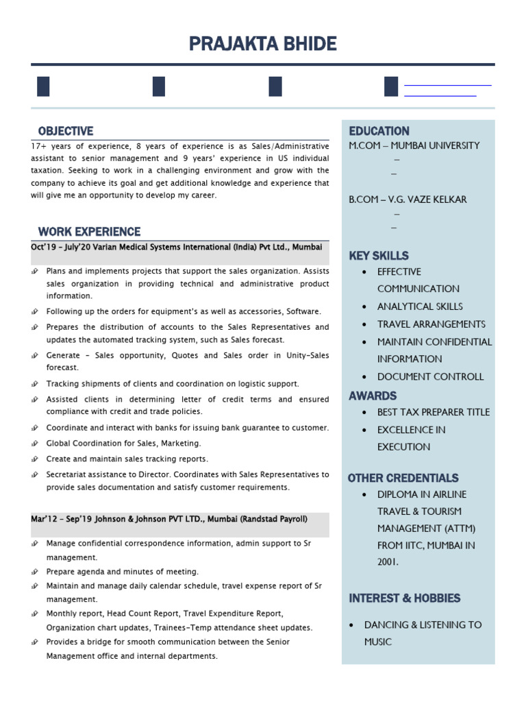 0 Prajakta Bhide Resume | PDF | Taxes | Expense
