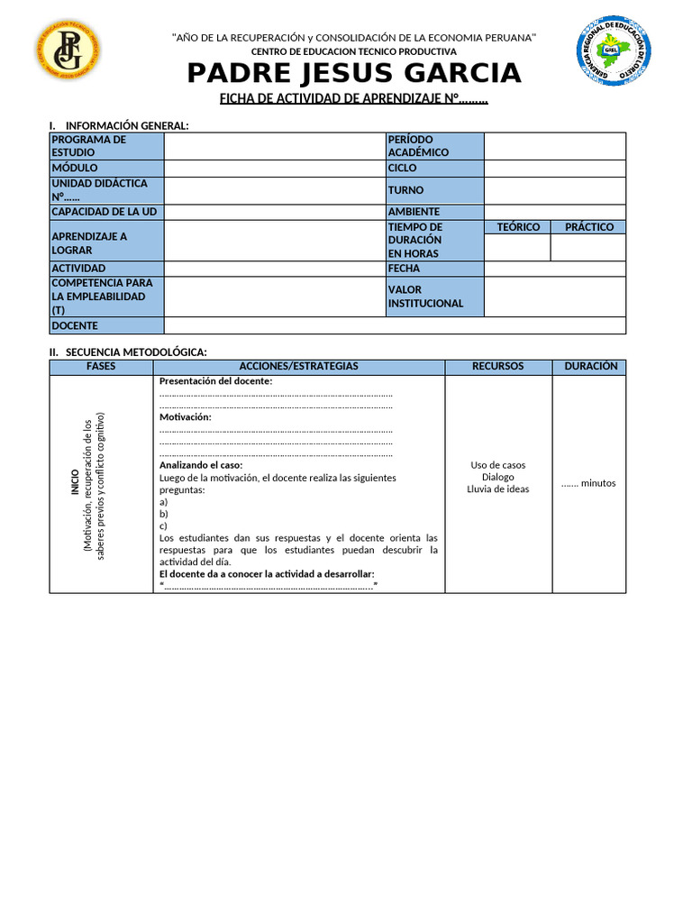Ficha de Actividad CETPRO 2025 | PDF | Maestros | Metacognición